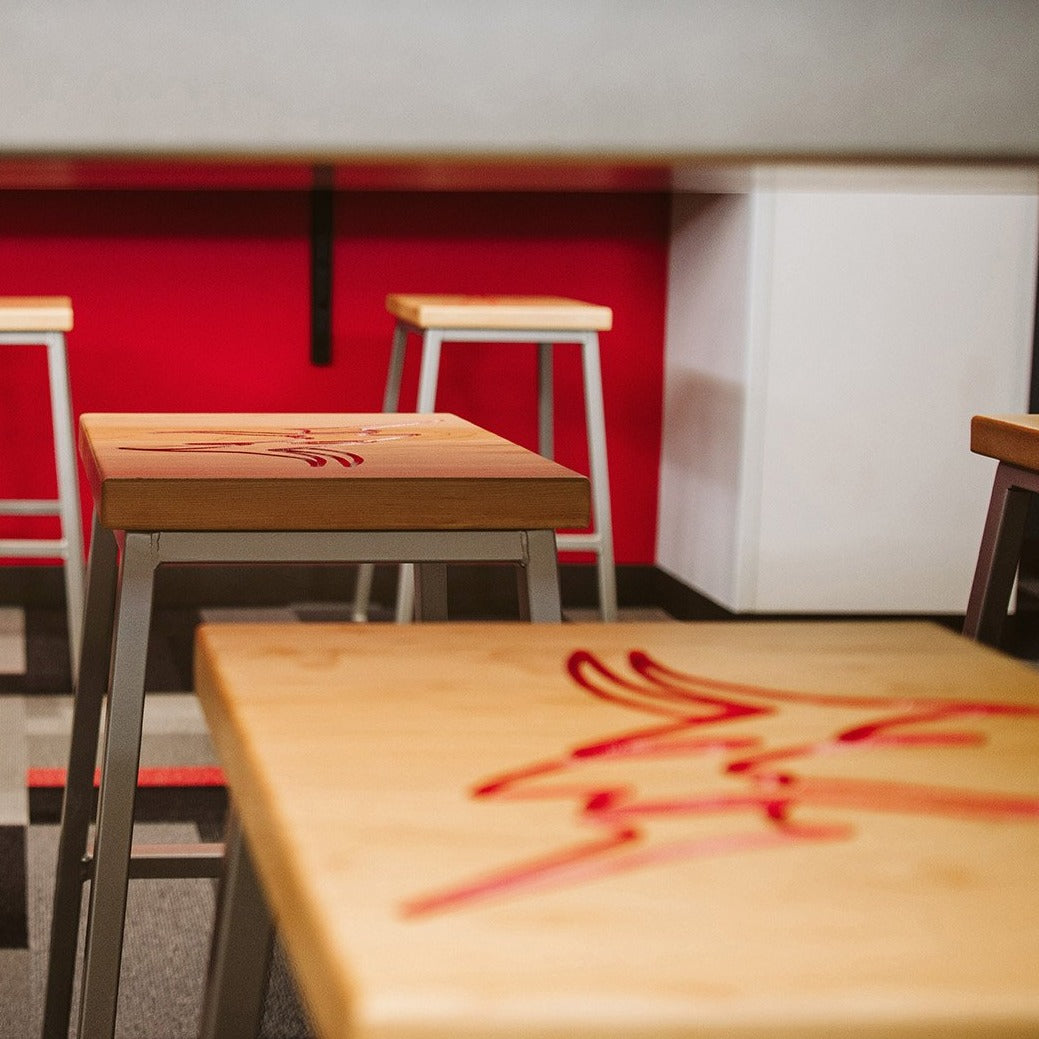 Custom Logo Stool Seating – Bison Woodworking